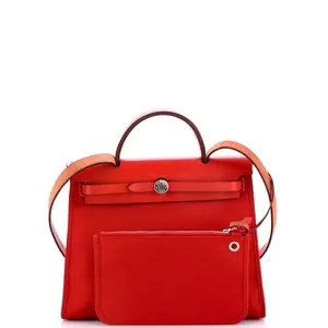 Hermès Herbag Zip Leather And Toile 31