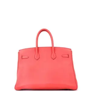Hermès Birkin Handbag Pink Clemence With Gold Hardware 35 - Red