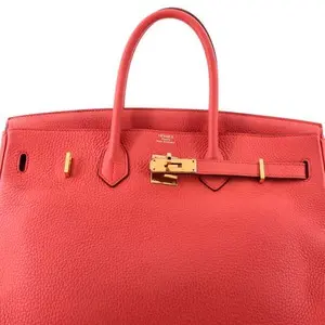 Hermès Birkin Handbag Pink Clemence With Gold Hardware 35 - Red