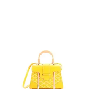 Goyard Structured Saigon Top Handle Bag Coated Canvas With Leather Mini - Yellow