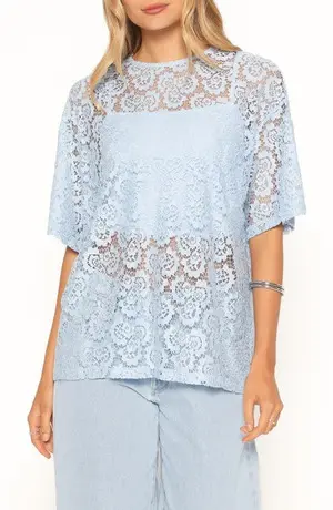 PETAL & PUP Tia Lace Top - Light Blue