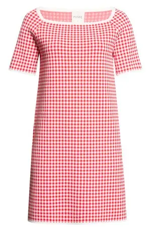 Posse Micah Gingham Stretch Knit Minidress
