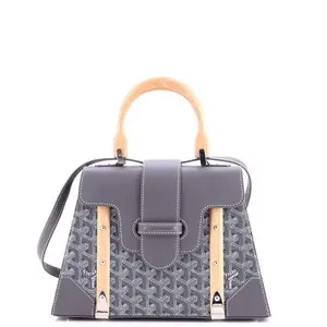 Goyard Saigon Top Handle Bag Coated Canvas With Leather Pm - Grey