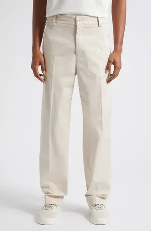 Moncler Stretch Cotton Straight Leg Pants - White