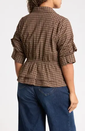 Wit & Wisdom Plaid Double Peplum Shirt
