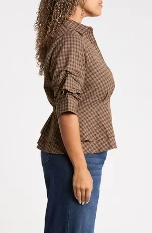 Wit & Wisdom Plaid Double Peplum Shirt