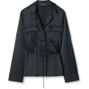 Rag & Bone Sonny Silk Shirt With Drawstring Waist - Black