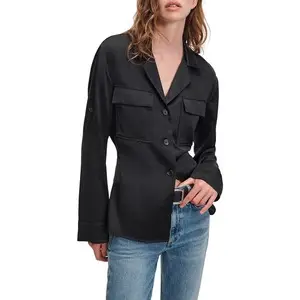 Rag & Bone Sonny Silk Shirt With Drawstring Waist - Black