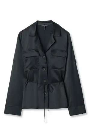 Rag & Bone Sonny Silk Shirt With Drawstring Waist - Black