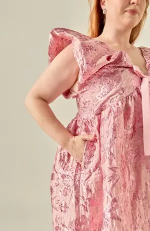 Endless Rose Floral Jacquard Babydoll Minidress