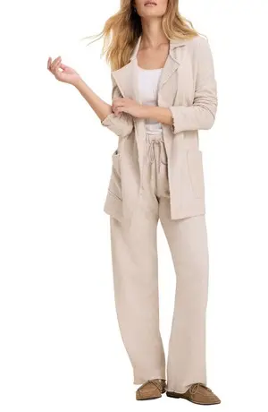 NZ BY NIC AND ZOE Cotton Terry Wide Leg Pants - Oatmeal
