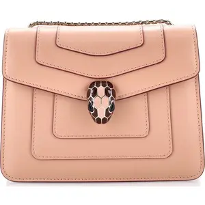 BVLGARI Serpenti Forever Square Shoulder Bag Leather Small - White