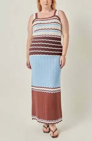 English Factory Wavy Crochet Midi Dress