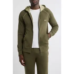 BOSS Mix & Match Hooded Zip Jacket - Open Green