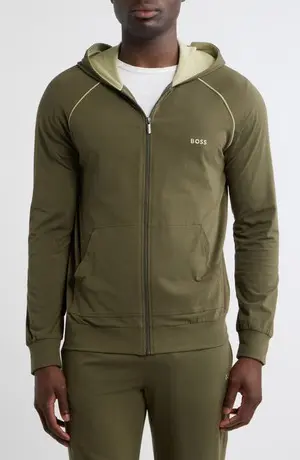 BOSS Mix & Match Hooded Zip Jacket - Open Green