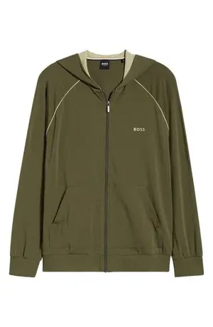 BOSS Mix & Match Hooded Zip Jacket - Open Green