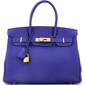 Hermès Birkin Handbag Togo With Gold Hardware 30 - Blue