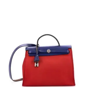 Hermès Herbag Zip Leather And Toile 31 - Red