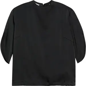 Herno Satin Top With Jewel Neck And Drawcord Hem