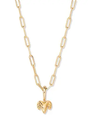BROOK & YORK 14k Gold-plated Aries Zodiac Charm Paperclip Necklace - Gold/aries