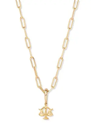 BROOK & YORK 14k Gold-plated Aries Zodiac Charm Paperclip Necklace - Gold/libra