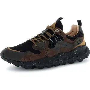 FLOWER MOUNTAIN Yamano 3 Technical Nylon And Leather Perforated Sneakers - Black