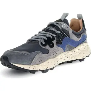FLOWER MOUNTAIN Flower MOUNTAIN Yamano 3 Technical Nylon And Leather Perforated Sneakers Grey Navy
