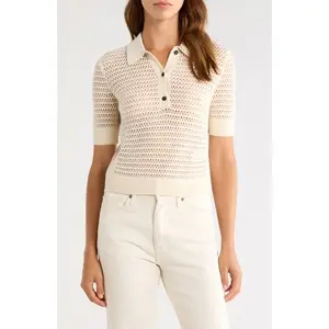 Maria Mcmanus Open Knit Recycled Cashmere & Organic Cotton Polo Sweater - Ivory