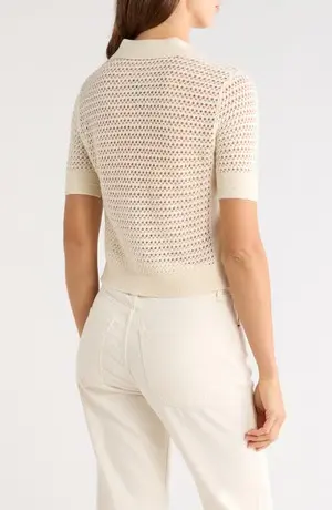 Maria Mcmanus Open Knit Recycled Cashmere & Organic Cotton Polo Sweater