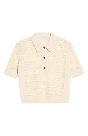 Maria Mcmanus Open Knit Recycled Cashmere & Organic Cotton Polo Sweater
