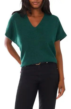 Vince Camuto V-neck Short Sleeve Boxy Sweater - Wise