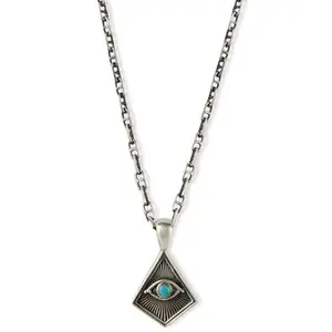 TORRELA Evil Eye Pendant Necklace In Sterling Silver - Turquoise