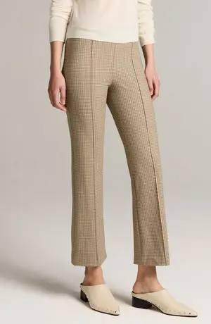 Vince Mid Rise Crop Flare Plaid Pants