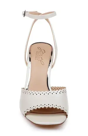 Badgley Mischka Bradee Faux Leather Stiletto Sandals With Scalloped Trim - Ivory