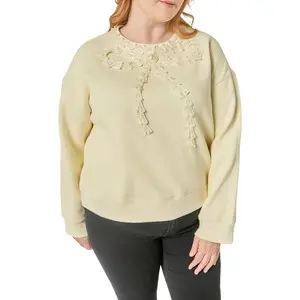 English Factory Beaded Ribbon Trim Sweatshirt