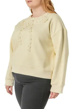 English Factory Beaded Ribbon Trim Sweatshirt