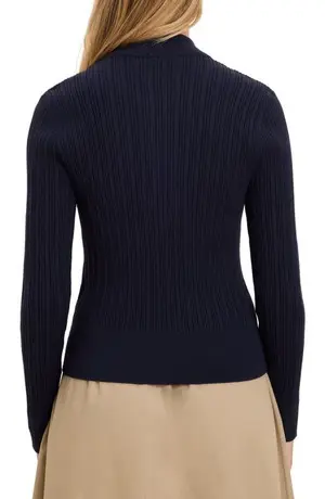 NZ BY NIC AND ZOE Rib Quarter Zip Pullover Sweater - Dark Indigo