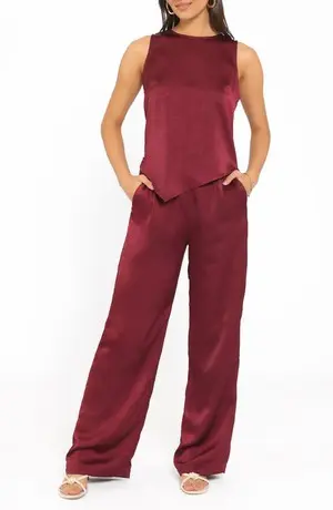 PETAL & PUP Lira Two-piece Set With Asymmetric Hem Top And Wide-leg Pants