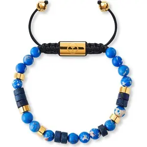 TORRELA Beaded Bracelet With Natural Stones And Stainless Steel Accents - Blue Lapis