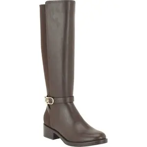 Tommy Hilfiger Illuna Knee High Boot With Monogram Buckle - Dark Brown