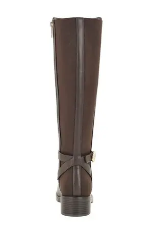 Tommy Hilfiger Illuna Knee High Boot With Monogram Buckle - Dark Brown