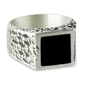 TORRELA Sterling Silver Square Ring - Onyx