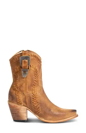 FREEBIRD Freya Leather Western Bootie - Cognac Suede