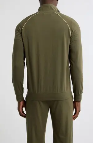 BOSS Full Zip Hoodie With Stand Collar And Raglan Sleeves