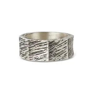 TORRELA Octagonal Rustic Silver Ring - Sterling Silver