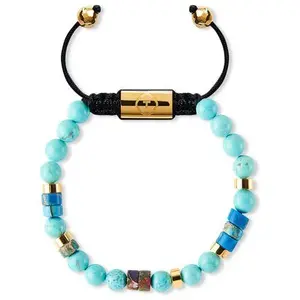 TORRELA Heishi Beaded Bracelet With Stainless Steel Accents - Agate