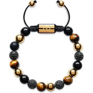 TORRELA Tiger Eye And Zirconia Beaded Bracelet - Onyx