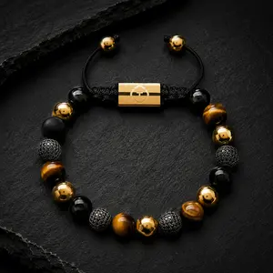 TORRELA Tiger Eye And Zirconia Beaded Bracelet