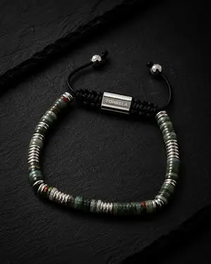 TORRELA Adjustable Stone Bead Bracelet With Stainless Steel Accents