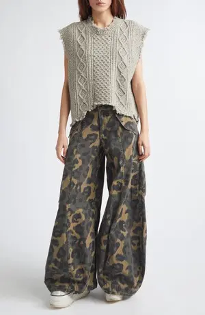 R13 Siouxsie Leopard Print Cargo Pants - Multi Brown Leopard